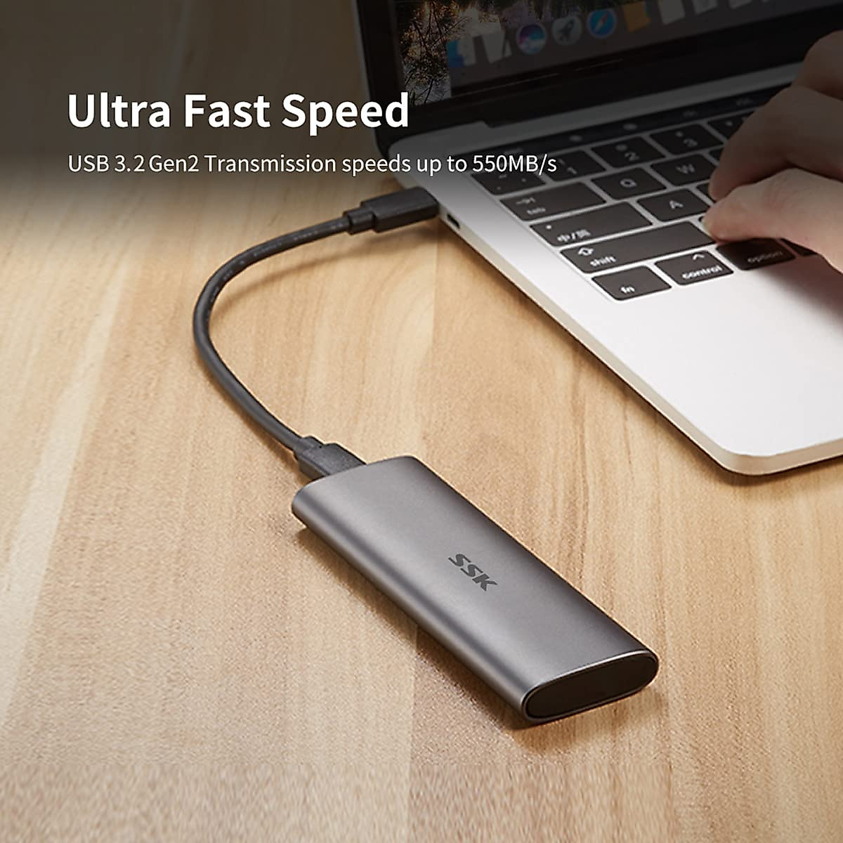 SSK Bundles 1TB Portable External SSD with 550MB/s Transfer Speed Aluminum 2.5" Hard Drive Enclosure USB C 3.1 Gen 2(6Gbps). Buy These Two Together and has a Very Attractive Price.You Can't Miss n