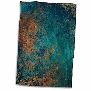 3dRose Towel, Teal and Image of Copper Abstract, 15x22 Hand Towel