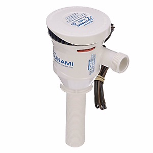 Attwood 4650-7 Tsunami T800 Aerator Pump, 800 GPH, 12-Volt, 3 ½-Inch Long Inlet, Threaded ¾-Inch Diameter Outlet, 29-Inch Wire