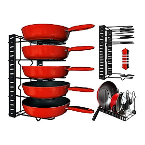 CKoishx Pot Organizer Rack Kitchen Cabinet Pantry Pan and Pot Lid Rack Organizer Multi Tiers Pot Frying Pan Lid Storage Rack Organizer Pot Pan Storage Rack Cookware Stand Holder Cookware Stand Holder Shelves