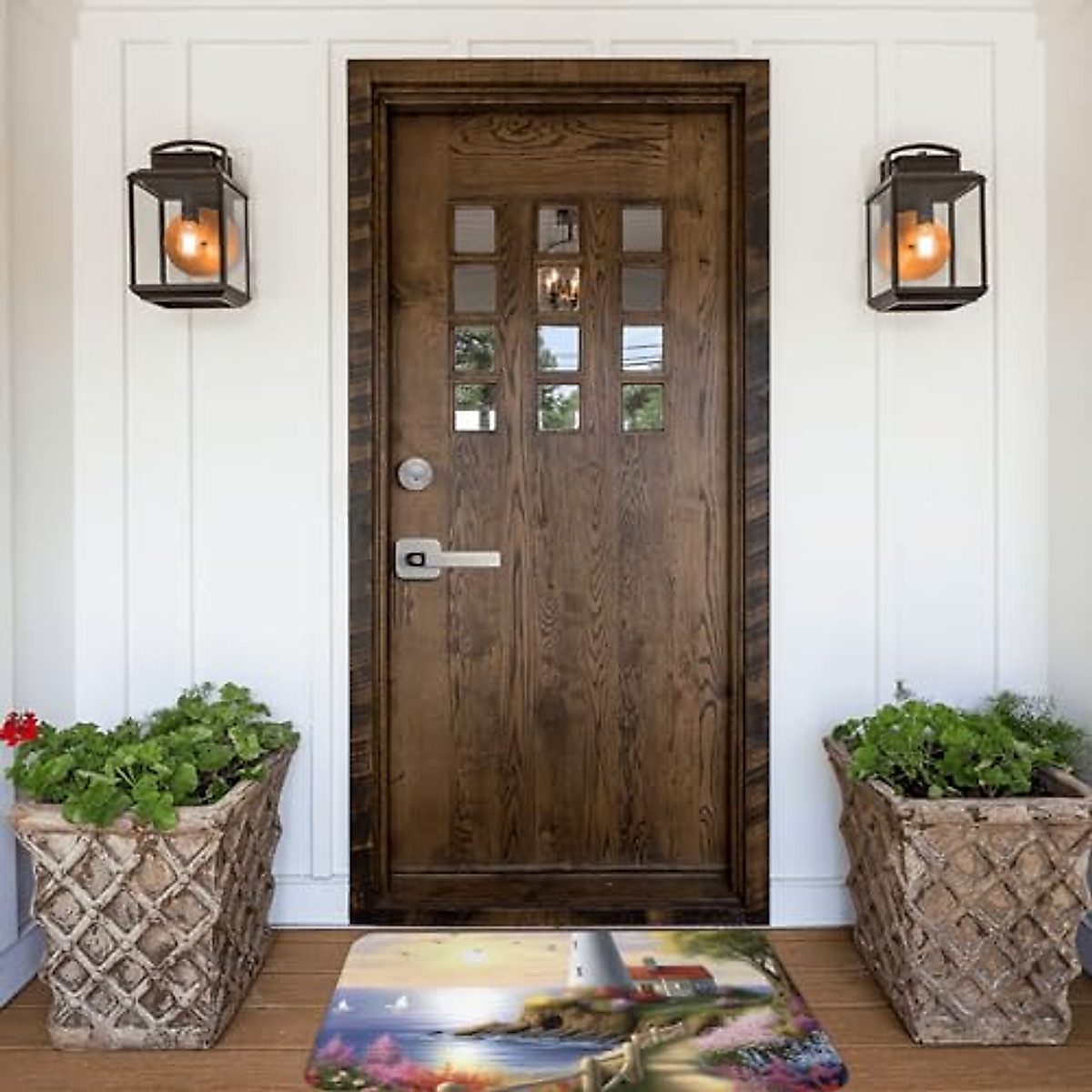 Lighthouse Diamond Painting Print Bathroom Rugs Soft Flannel Area Rug Non-Slip Bath Rug Welcome Door Mat Carpet for Living Room Bedroom Outdoor 24 x 16 in