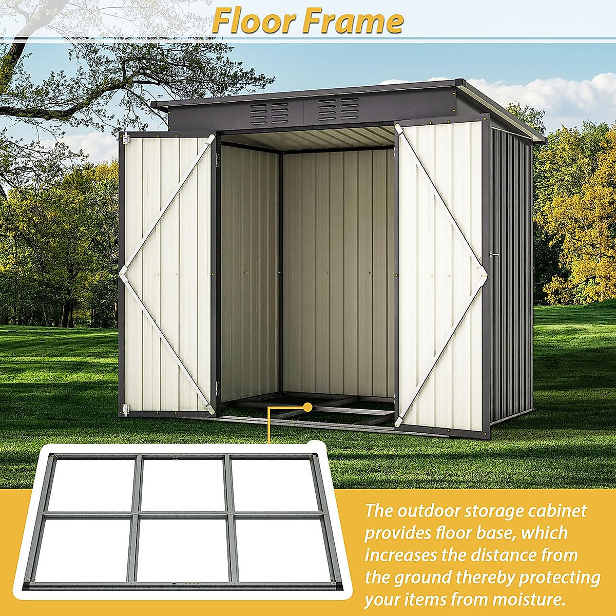 Outdoor Storage Shed 6x4 FT Outdoor Shed,Garden Shed Metal Shed with Lockable Door,Backyard Shed for Patio Lawn Backyard,Perfect to Store Garden Tools,Bike Accessories,Lawn Mower,Trash Can etc.