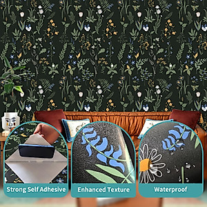 Cismmy Removable Peel and Stick Wallpaper Boho 17.5 x 118 in Floral Wallpaper for Bedroom Bathroom Easy Peel Off Wallpaper Stick on Wallpaper Contact Paper Renter Friendly Wall Paper