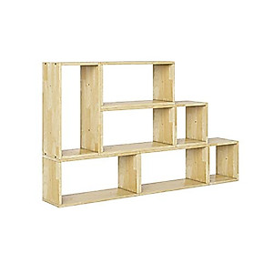 Domesis Modern 7 Block Wood Shelving Set in Natural