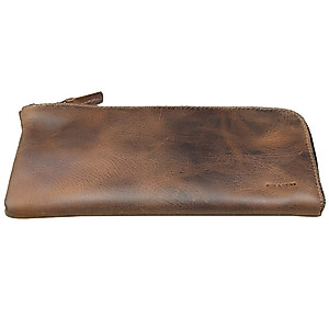 Hide & Drink, Leather Long Zippered Wallet, Holds Up to 8 Cards Plus Coins And Flat Bills, Phone Holder, Travel Essentials, Handmade (Bourbon Brown)