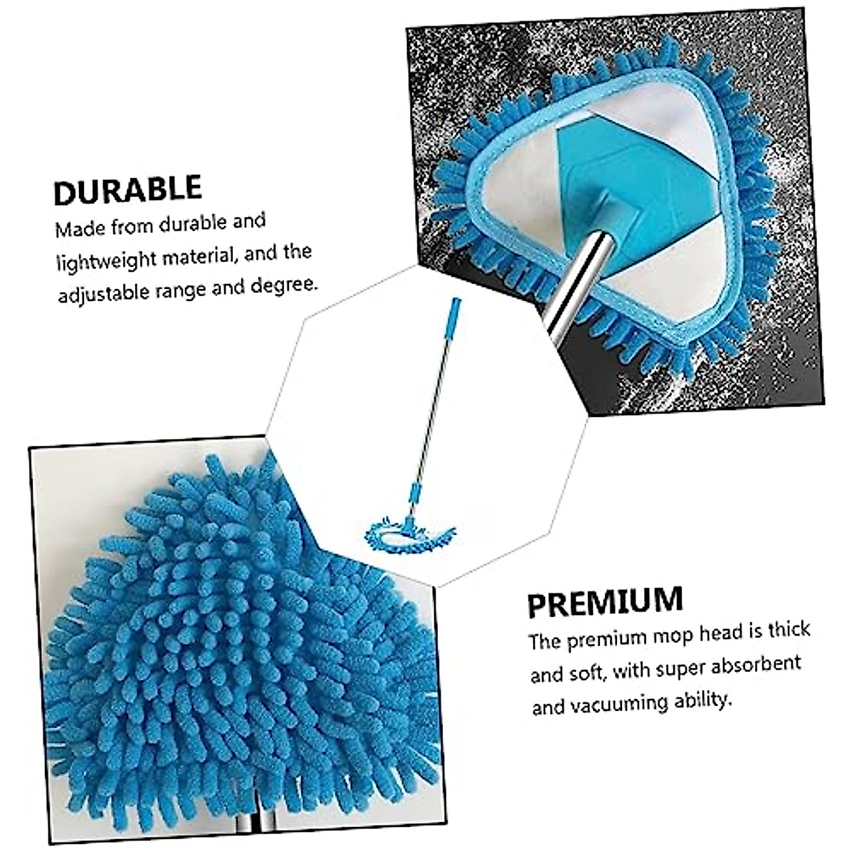 Healvian 1pc Telescopic Triangular Mop Car Wash Brush Tile Scrubber Cleaning Mop Wooden Floor Cleaner Floor Scrubbers Household Cleaner Home Telescopic Mop Household Supplies Tub