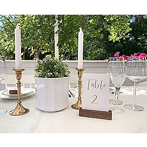 UNIQOOO 10 Pack Rustic Acrylic Sign Holders | Walnut Wood Table Numbers Display Stands | Place Card Holder, Perfect for Retail Shop Wedding Party Events Decoration