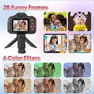 Seckton Upgrade Kids Selfie Camera, Christmas Birthday Gifts for Boys Girls Age 3-12, Children Digital Video Cameras with Flash, 2.4" Screen Portable Camera Toy 4 5 6 7 8 9 Year Old Boys Girls-Black