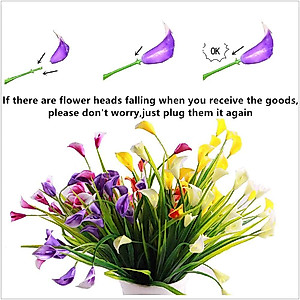 Doolitt 10 bunchs Artificial Flowers, Artificial Plants Outdoor Flowers Fake Mini Calla Lily Artificial Plants Anti-Ultraviolet Greenery Garden Home Decoration