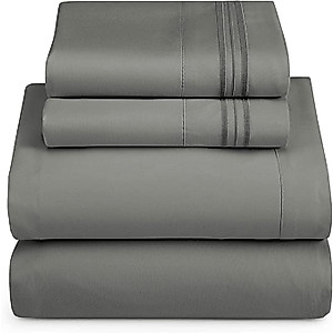 KAYLEN HOME 1800 TC Deep Pocket Full Size Sheets Set up to 16" - Hotel Luxury Extra Soft Brushed Microfiber 4 PC Bed Sheet Set, Dark Grey