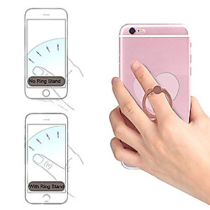 SENHAI 6 Pcs Transparent Mobile Phone Ring Holder, Round and Heart-Shaped 360 Degree Rotating Universal Ring Buckle Grip Stand for Smartphones, Tablets