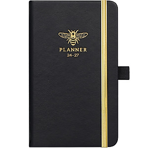Pocket Planner 2023-2026 - 3 Year Monthly Planner 2023-2026, Jul.2023 - Jun.2026, 6.2" × 4", 3 Year Monthly Planner With 63 Note Page, 2 Bookmarks, Pen Loop, Inner Pocket, Perfect Organizer for Purse - Black Bee