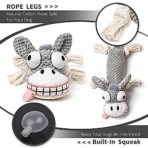 PAZ'S GIFT Dog Toys Interactive,Puppy Toys Teething,Dog Squeaky Toy,Stuffed Animals Toys with Cotton Material and Crinkle Paper,Indestructible Dog Toy,Dog Chew Toys for Small,Middle,Big Dogs(Donkey)