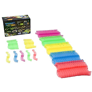 Mindscope Twister Tracks Radio Control Dual Lane Police Chase Glow in The Dark Track Set with 2 Cars and 2 Radio Controls RC