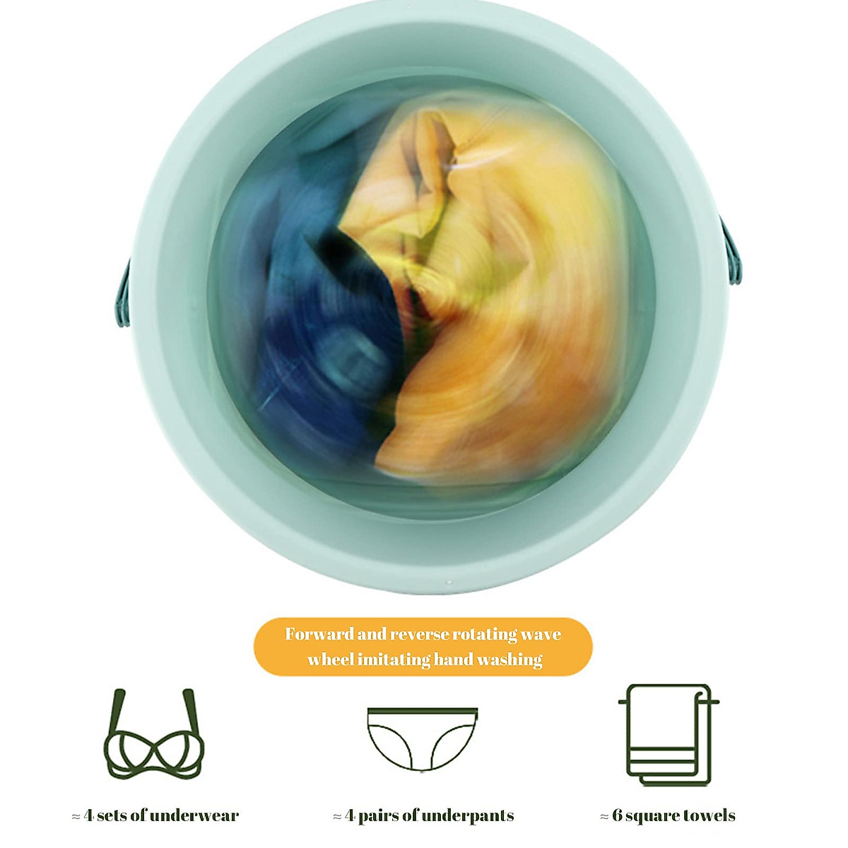 LOPECY-Sta Foldable Portable Washing Machine for Apartment Mini Laundry Small Handheld Ul-trasonic Turbine Washer for Underwear Socks Baby Clothes Automatic Clothes Washer Tub for Camping RV Travel