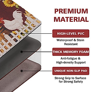 ASPMIZ Farmhouse Kitchen Mats Sets 2 Piece, Rooster Kitchen Rugs and Mats Non Skid Washable, Kitchen Floor Mats Cushioned Anti Fatigue, Floor Comfort Mats for Home & Office, 18'' x 48'' + 18'' x 30''