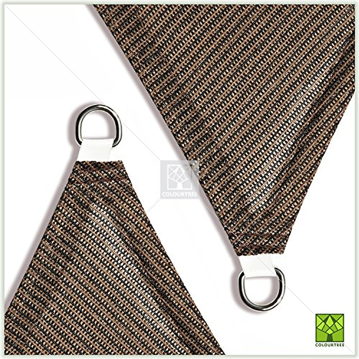 ColourTree 12' x 12' x 12' Brown Triangle CTAPT12 Sun Shade Sail Canopy Mesh Fabric UV Block - Commercial Heavy Duty - 190 GSM - 3 Years Warranty (We Make Custom Size)