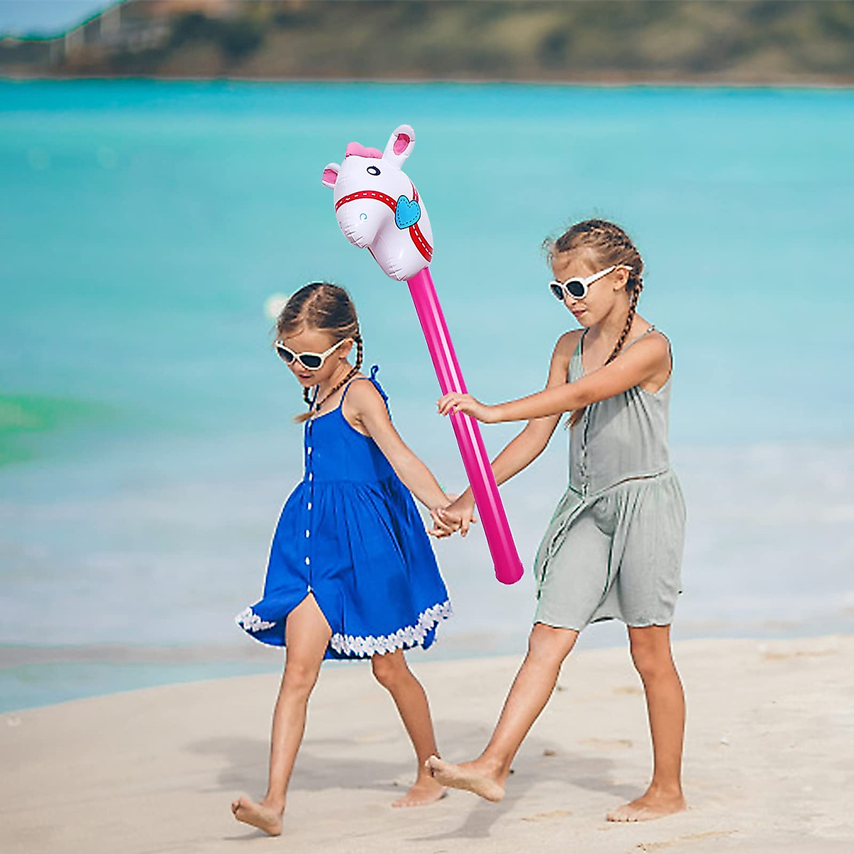 OBANGONG 3 Pcs Inflatable Stick Horse Inflatable Horse Head Stick Balloon Funny Stick Horse Toy for Kids Inflatable Horse on a Stick for Western Cowboy Pony Horse Baby Shower Cowboy Party Supplies