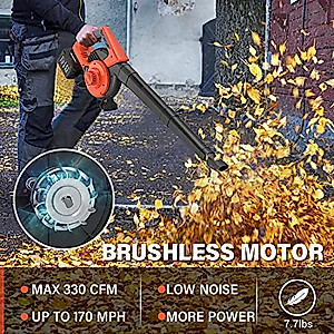 MAXLANDER 3 in 1 Cordless Leaf Blower & Vacuum with Bag, Brushless Battery Powered Leaf Vacuum Mulcher 40V 170MPH 330CFM 5 Speeds Leaf Blowers for Lawn Care 2 Pcs 4.0Ah Battery & Charger Included