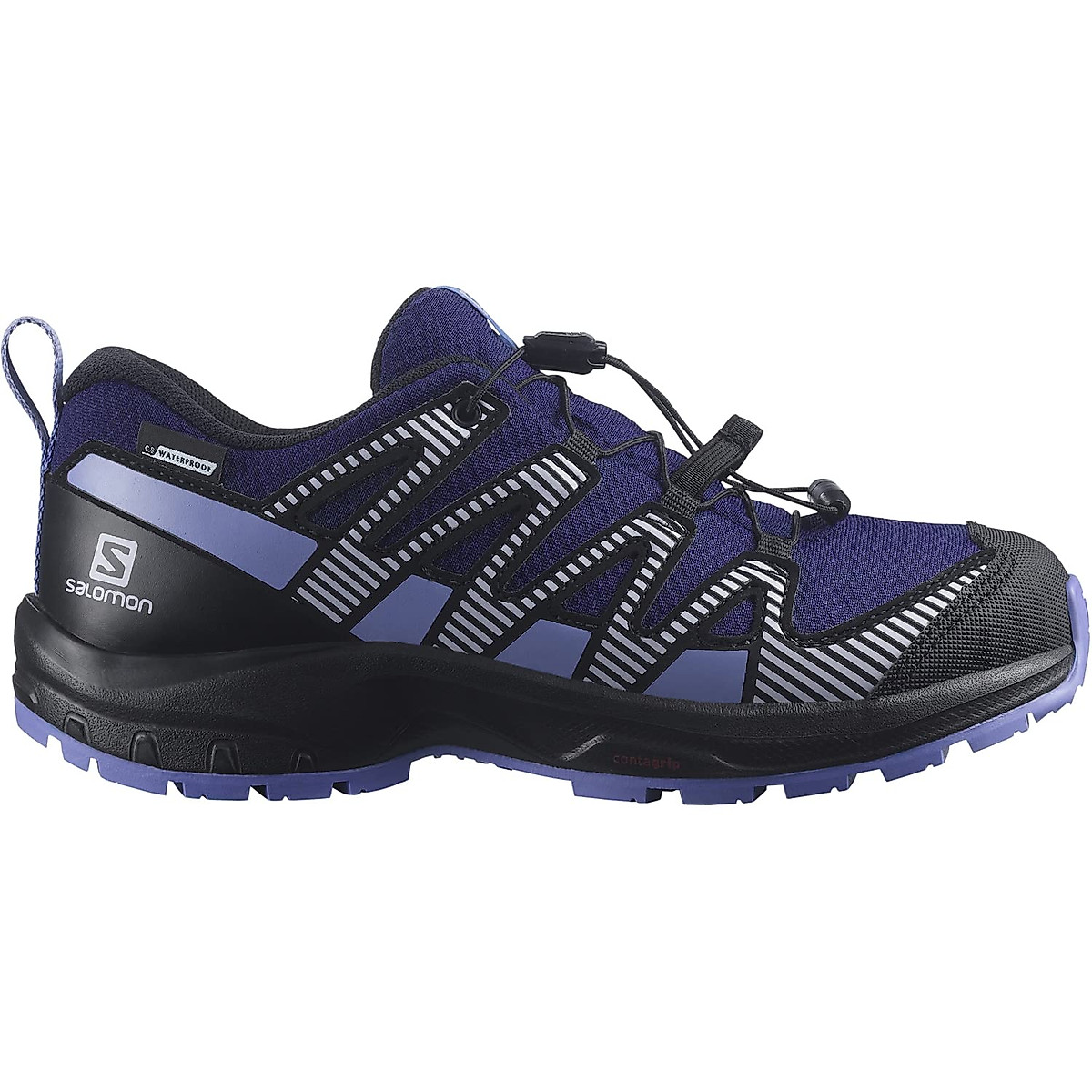 Salomon XA PRO V8 CLIMASALOMON Waterproof Trail Running Shoes, Astral Aura/Black/Purple Heather, 7.5 Big Kid