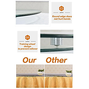24 Inch Glass Lazy Susan Tempered Glass Round Turntable Rotating Serving With Auxiliary Wheel Design, Thicken Explosion-Proof Tempered Glass, For Sharing Food Easier (Size : Ø 60cm/24in)