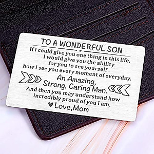 Stocking Stuffers for Men Son Gifts from Mom Graduation Gifts for Him Christmas Gifts for Men Adult Son Stocking Stuffers for Teens Boy Gift Ideas to My Son Birthday Card 21st Birthday Wallet Card