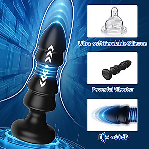 Thrusting Sex Toys Anal Plugs - Anal Toys Sex Toy Remote Control Vibrating Butt Plug G Spot Vibrator, Anal Beads with 5 Vibrating & Thrusting Prostate Massager, Anal Sex Toys for Male and Female