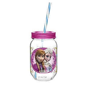 Zak Designs Mason Jar Screw-on Lid and Straw Tumbler, 1 Count (Pack of 1), Multicolored