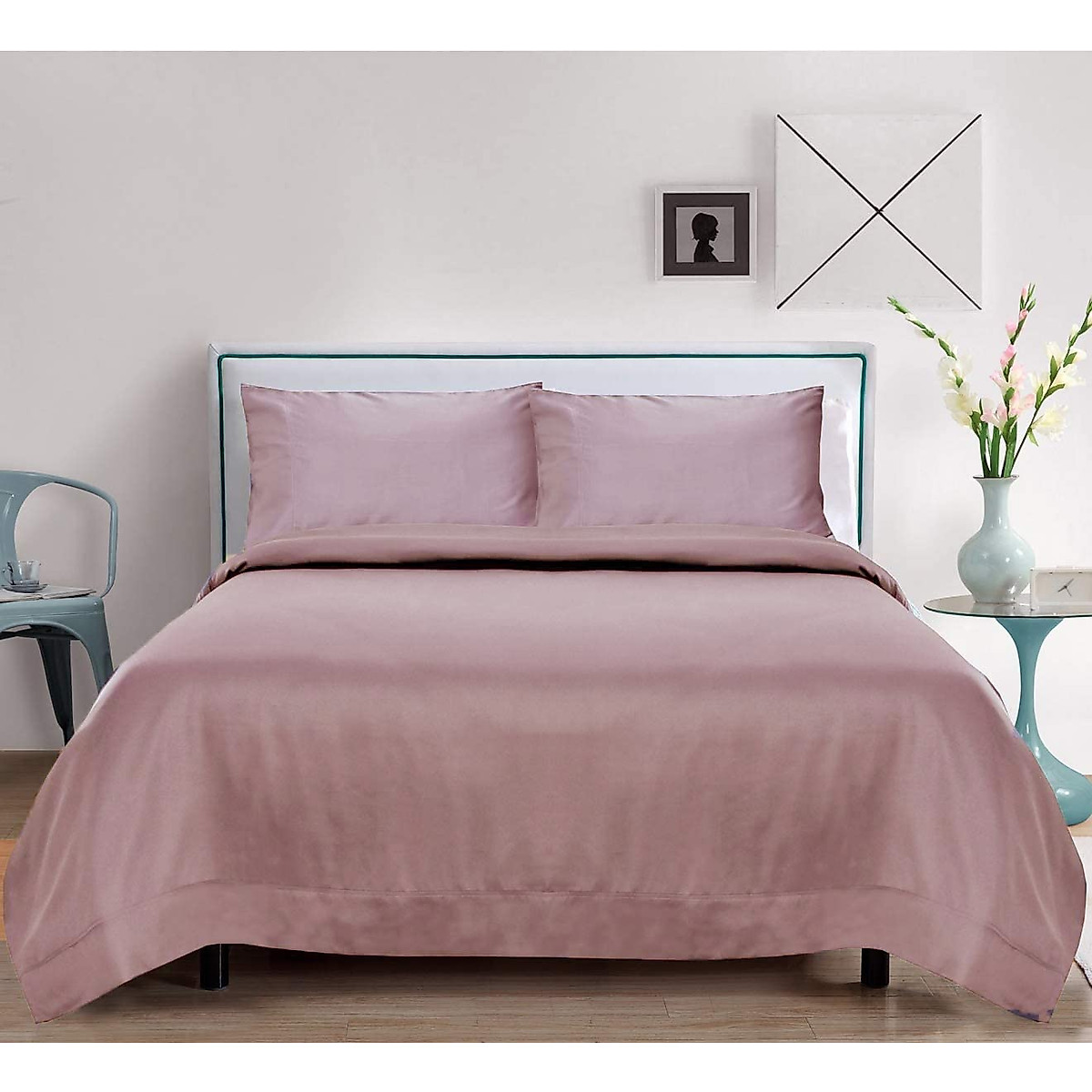 Linenwalas Tencel Lyocell Duvet Cover Set with Deep Pocket Fitted Sheet, Viscose Made from Eucalyptus Soft, Lightweight and Breathable Complete Bedding Set (Lilac, Full)