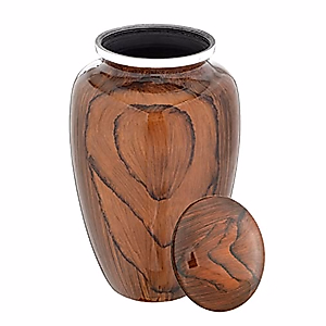 BOLD & DIVINE Cherry Wood Grain Finish Cremation Urn | Human Ashes Adult Memorial urn, Burial, Funeral Cremation Urns | 200 Cubic Inches Adult