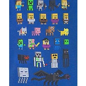 Minecraft T Shirt for Boys Sprites Short Sleeve Kids Top 9-10 Years Blue