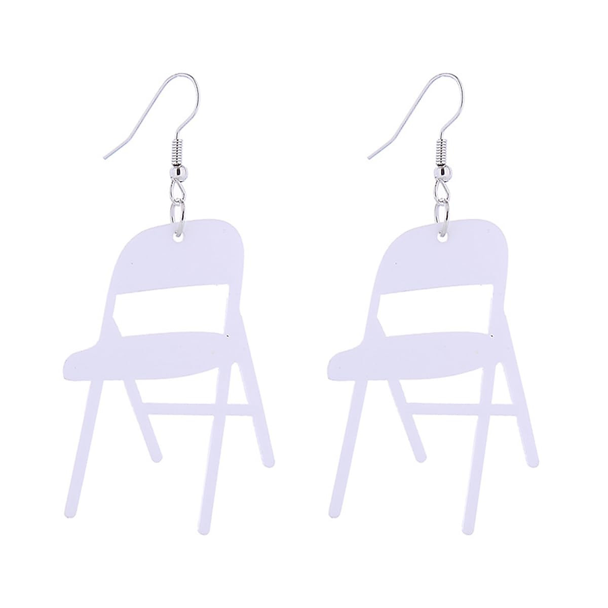 Chair Earrings Acrylic Folding Chair Earrings Chair Movement Earrings Fun Chair Dangle Drop Earrings For Women (White)