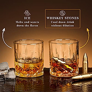 Gifts for Men Dad Husband, Father's Day Anniversary Birthday Gifts for Him Boyfriend, Stainless Steel Whiskey Glasses and Whiskey Stones Set, Cool Burbon Scotch Cocktail Set Gifts