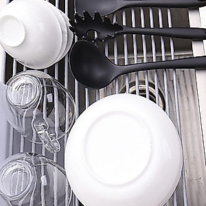 C CRYSTAL LEMON Food-Grade Silicone Drying Rack for Kitchen Sink Roll Up Dish Drying Rack Over The Sink Drying Rack 14.17 x 14.56 inch Silver Foldable Stainless Steel Wire Dishes Drying Rack