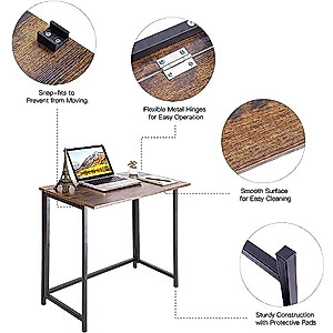 Folding Desk, Small Foldable Desk 31.5" for Small Spaces, Space Saving Computer Table Writing Workstation for Home Office, Easy Assembly