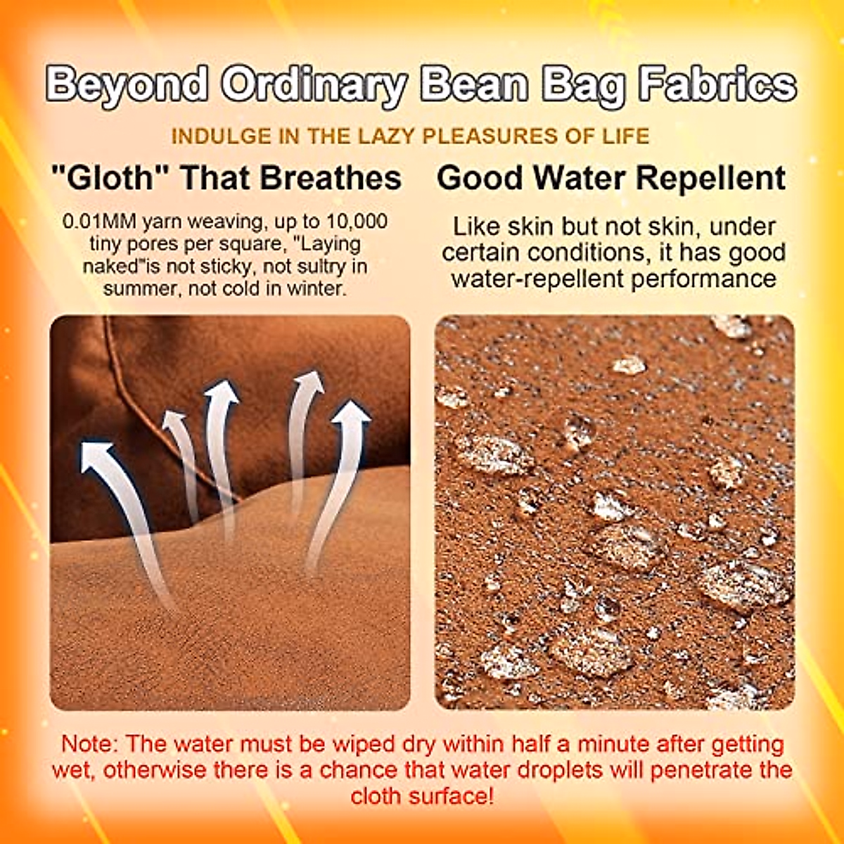 Bean Bag Sofa Cover (No Filler), Living Room Furniture PU Leather Washable Micro-Fiber Adult Beanbag Chair Outside Cover, Home Leisure Single Couch Bedroom Lazy Lounger Cover (Medium)