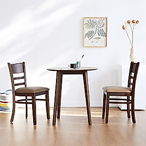 Livinia Canberra 27.6" Round Wooden Dining Table/Small Mid Century Modern Malaysian Oak Kitchen Table (Walnut)