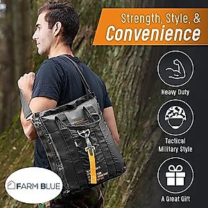 Farm Blue Tactical Aviator Flight Bag – Para Rescue Parachute Style- Medium Size Pilot Laptop Crossbody Briefer -Stealth Black