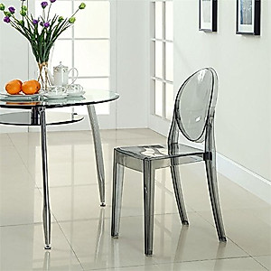 Hawthorne Collections Modern Acrylic Design Dining Chair in Smoked Clear - Fully Assembled, Indoor/Outdoor Use