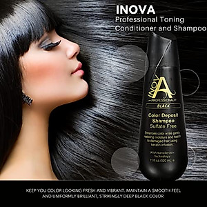 Inova Professional Color Revive & Enhance - Smooth Protection Sulfate-Free Shampoo - Color Deposit Black, 11 Fluid Ounce