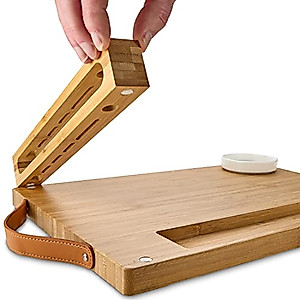 Charcuterie Board Set - Bamboo Cheese Board with Knife Set, Wine Opener, Ceramic Bowls & Forks - Removable Magnetic Utensils Holder for Easy Cleaning - Gifts for Housewarming, Weddings & Anniversaries