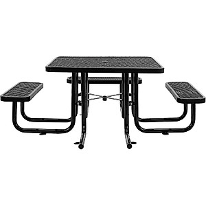 Global Industrial 46" Wheelchair Accessible Square Picnic Table, Surface Mount, Black