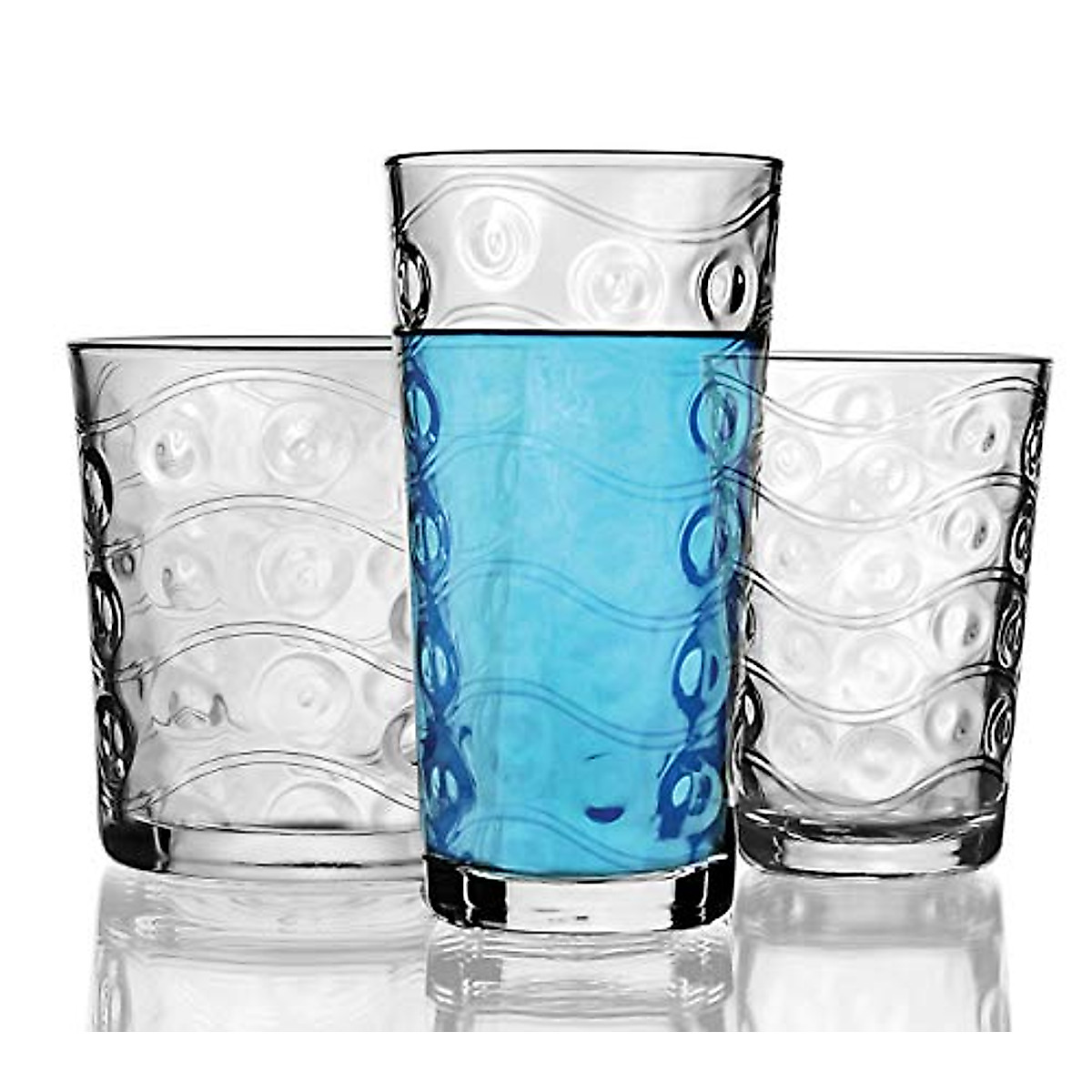 Circleware Cosmo Huge 12-Piece Glassware Set of Highball Tumbler Drinking Glasses and Whiskey Cups for Water, Beer, Juice, Ice Tea Beverages, 6-15.75 oz & 6-12.5 oz, Parade