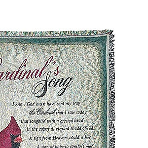 Dicksons The Cardinal's Song Poem on Green 52 x 68 All Cotton Tapestry Throw Blanket