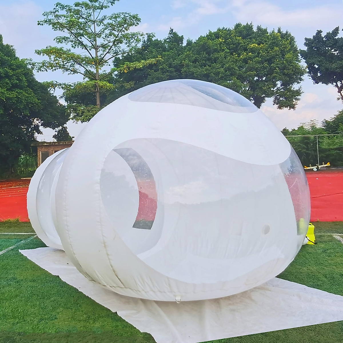 Bubble House, Inflatable Bubble Tent, Clear Dome Balloon Garden Tent, Large Oversize Weather Proof Pod, Cold Protection Camping Tent w/Blower, 8ft Dia Bubble, 6ft Tunnel