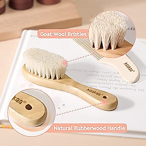 haakaa Baby Hair Brush and Comb Set for Newborns & Toddlers, Natural Hair Comb Wooden Comb Perfect Baby Shower and Registry Gift - Ideal for Cradle Cap