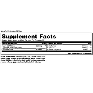 Animal Fury - Pre Workout Powder Supplement for Energy and Focus - 5g BCAA, 350mg Caffeine, Nitric Oxide, Without Creatine - Powerful Stimulant for Bodybuilders - Ice Pop