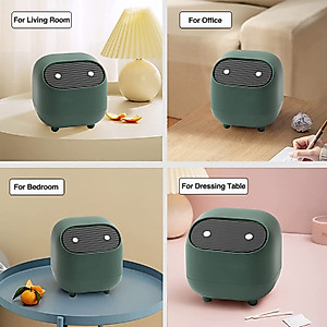 ENNTJOOY Cute Mini Ninja Desktop Trash Can Double Press Trash Can with Lid Suitable for Bathroom Vanity, Desktop, Office or Coffee Table, Green