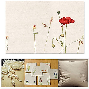 MWELLEWM 7 Pcs/Set Linen Cloth Needlework Fabric Solid Colour Cloth Garments Crafts Accessories Square Embroidery Cloth (50 * 50CM)…