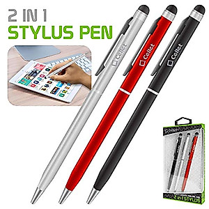 PRO Stylus Pen for Samsung Galaxy Tab S6 Lite with Ink, High Accuracy, Extra Sensitive, Compact Form for Touch Screens [3 Pack-Black-Red-Silver]